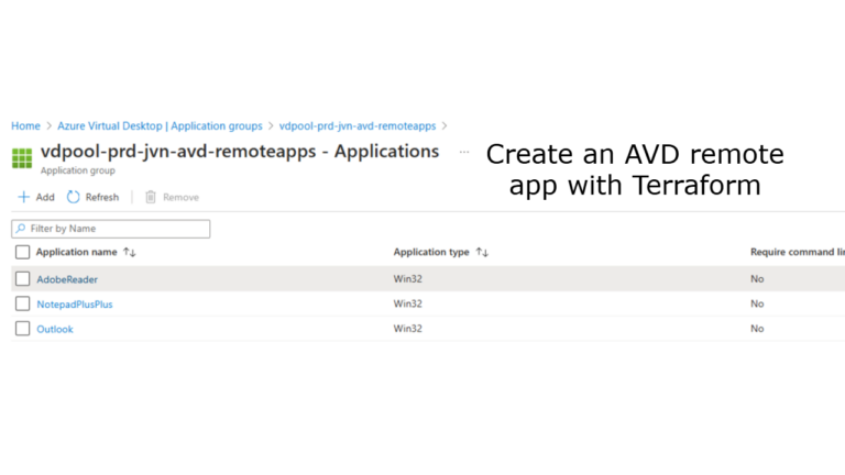 Create an AVD remote app with Terraform - Johan Vanneuville Create an AVD remote app with Terraform - Johan Vanneuville