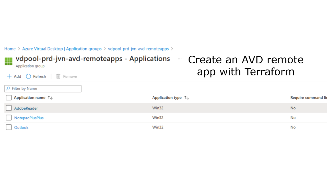 Create an AVD remote app with Terraform - Johan Vanneuville Create an AVD remote app with Terraform - Johan Vanneuville
